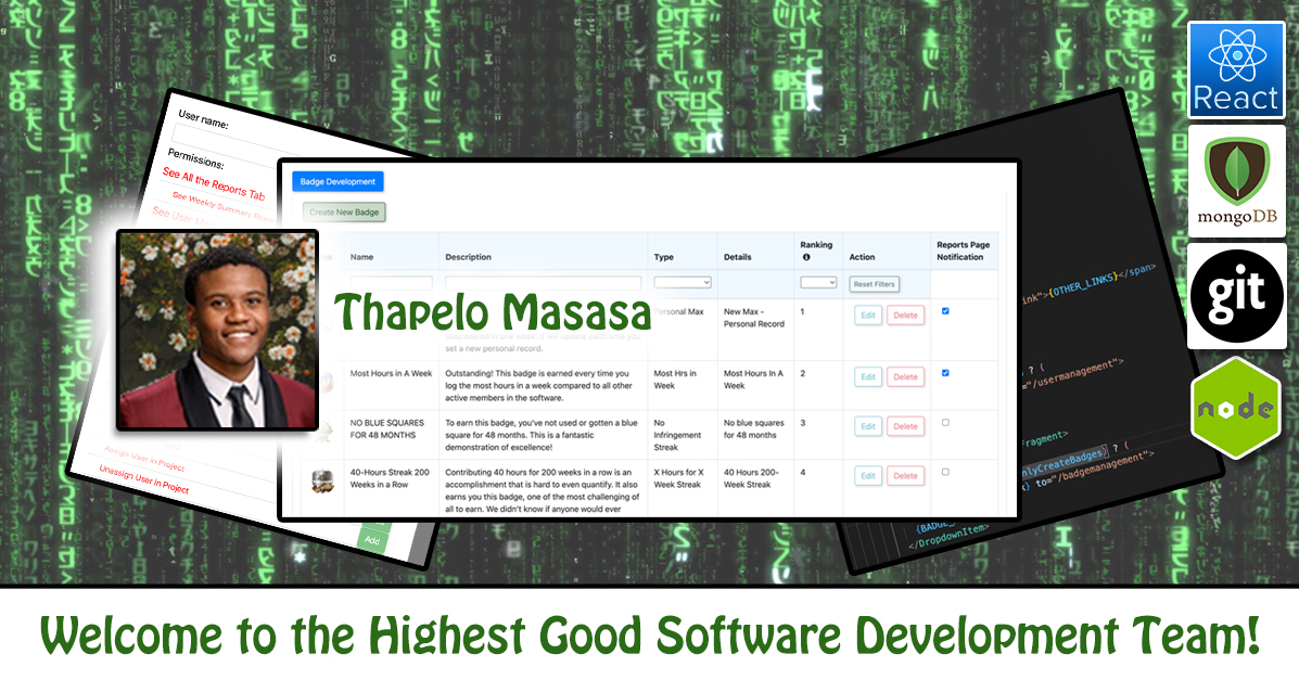 One Community Welcomes Masasa Thapelo to the Team!