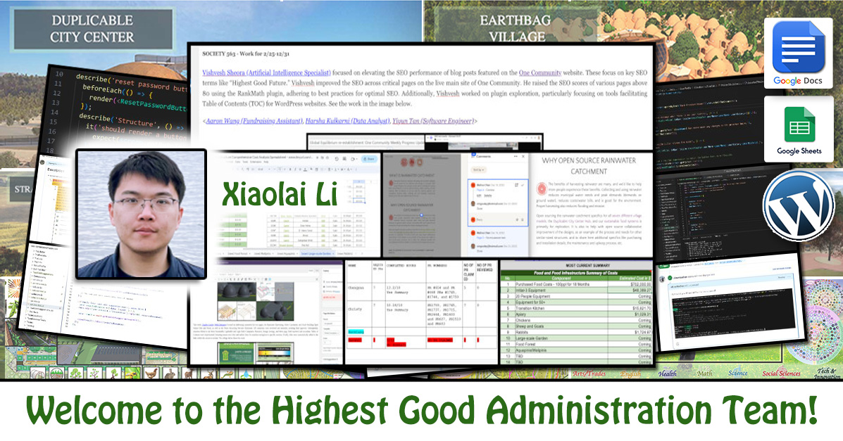 One Community welcomes Xiaolai Li to the Team!