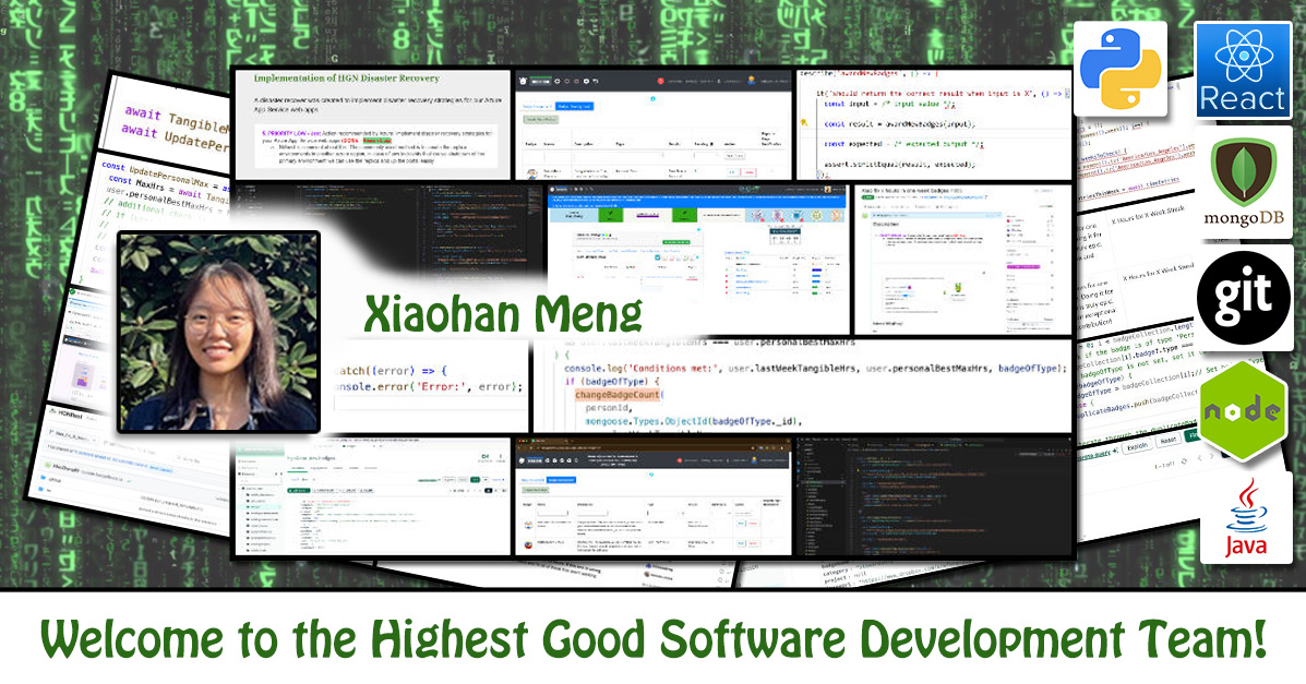 One Community Welcomes Xiaohan Meng to the Software Team!