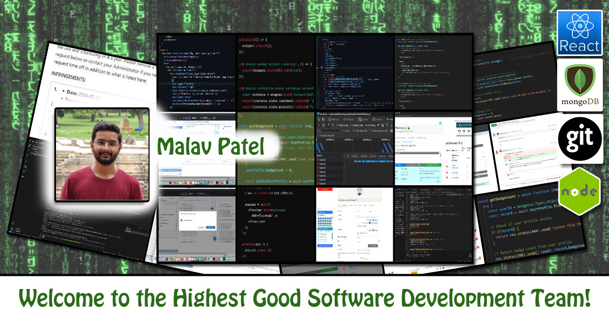 One Community Welcomes Malav Patel to the Software Team!